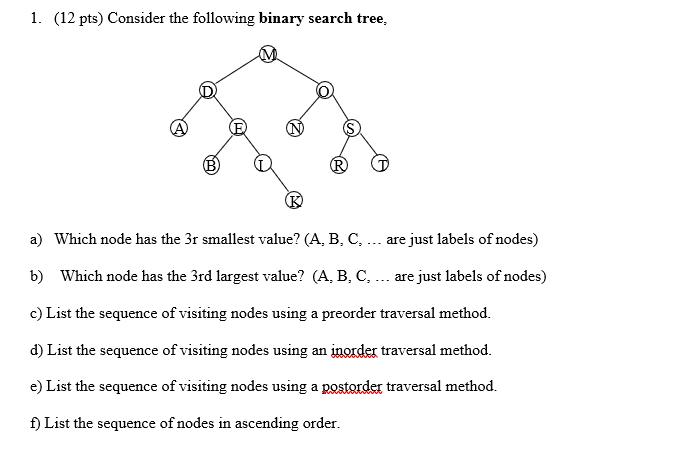 Solved 1. (12 pts) Consider the following binary search | Chegg.com