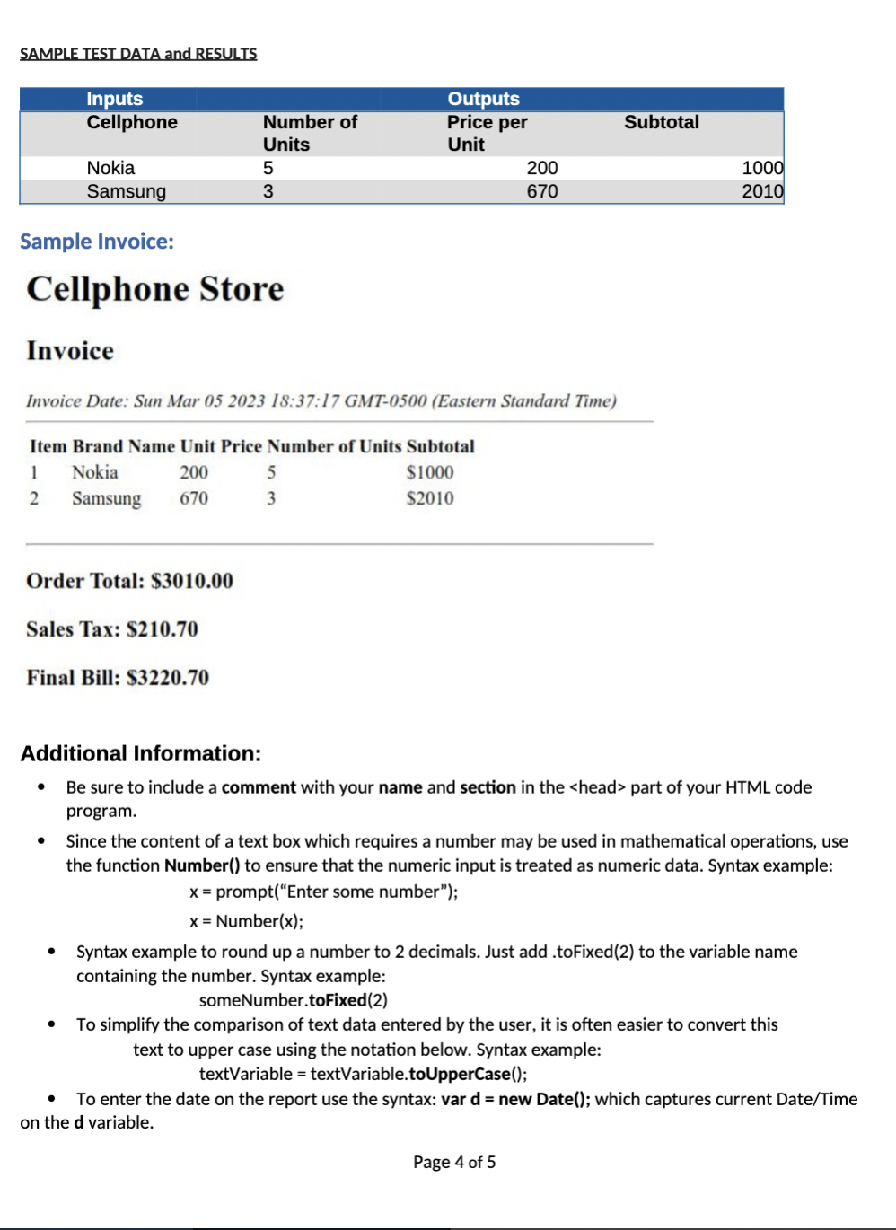 Solved PROBLEM DESCRIPTION A Cellphone Store needs a program | Chegg.com