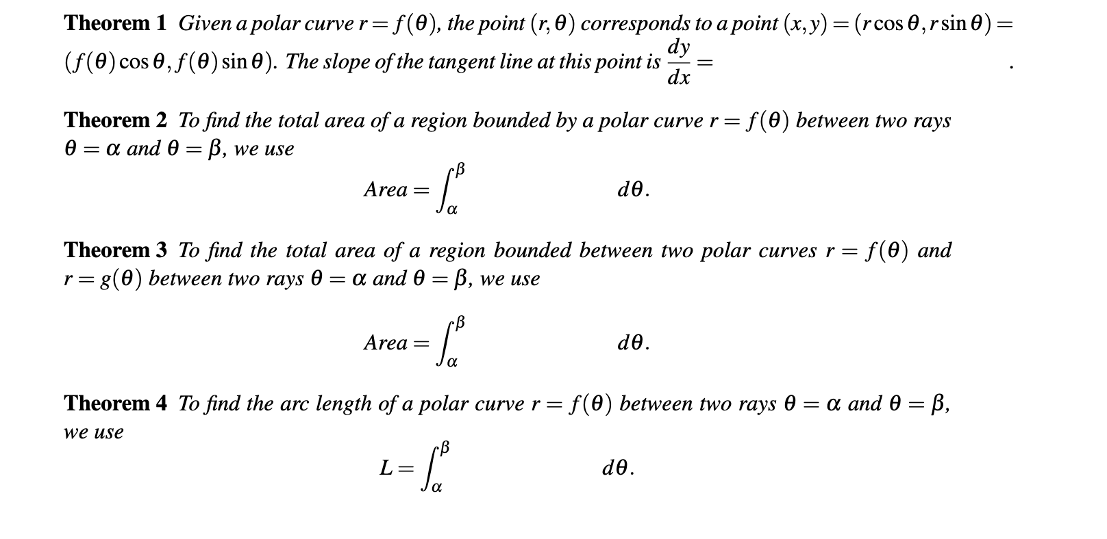 Theorem 1 Given a polar curve r=f(θ), the point (r,θ) | Chegg.com