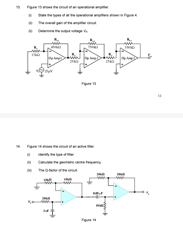 Solved Figure 13 ﻿shows the circuit of an operational | Chegg.com