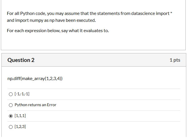 Solved For all Python code, you may assume that the | Chegg.com