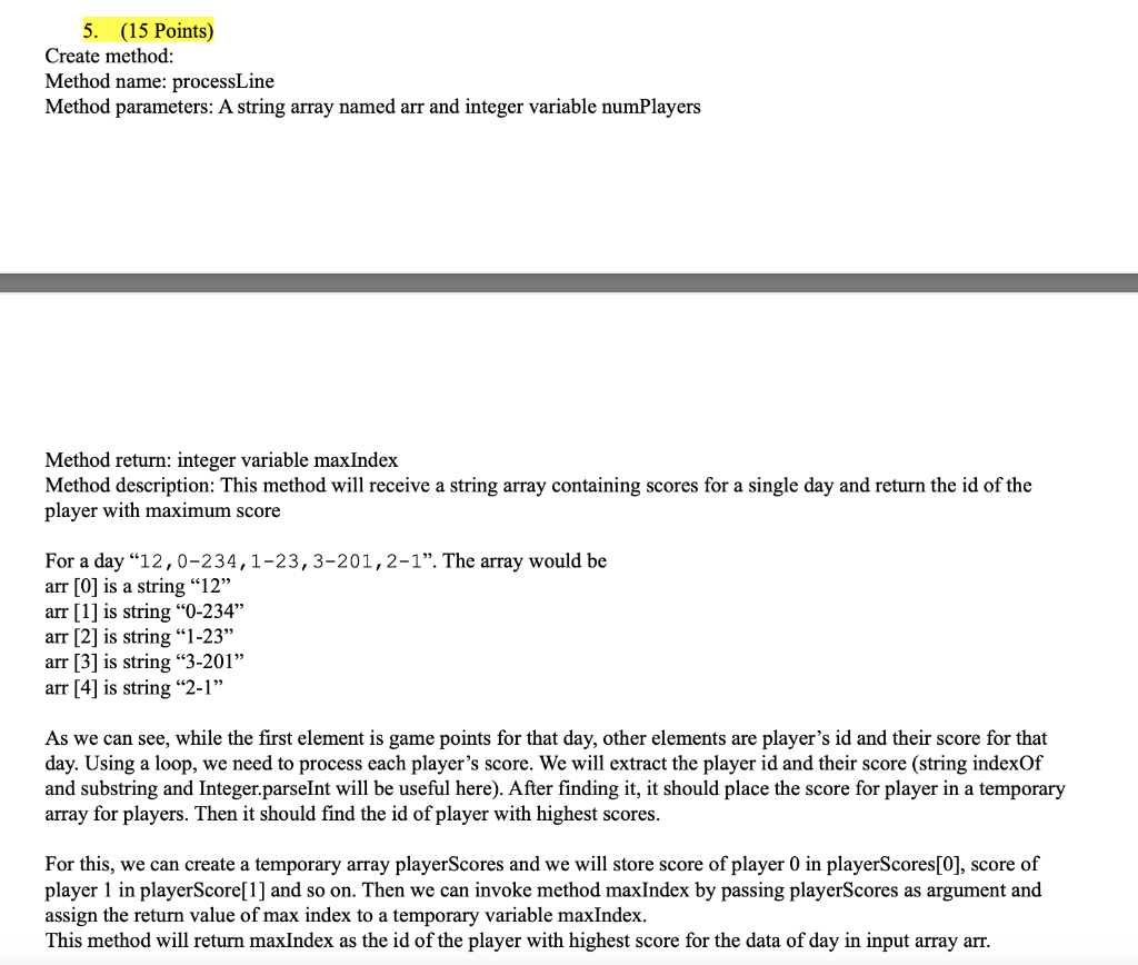 Solved 5 15 Points Create Method Method Name Process