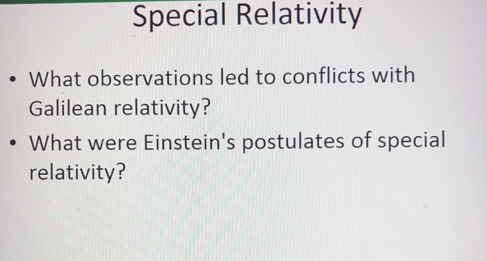 Solved Special Relativity . What observations led to | Chegg.com