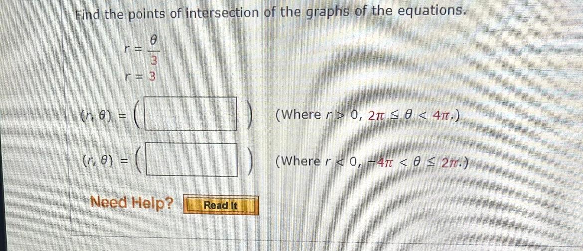 Solved Find the points of intersection of the graphs of the | Chegg.com