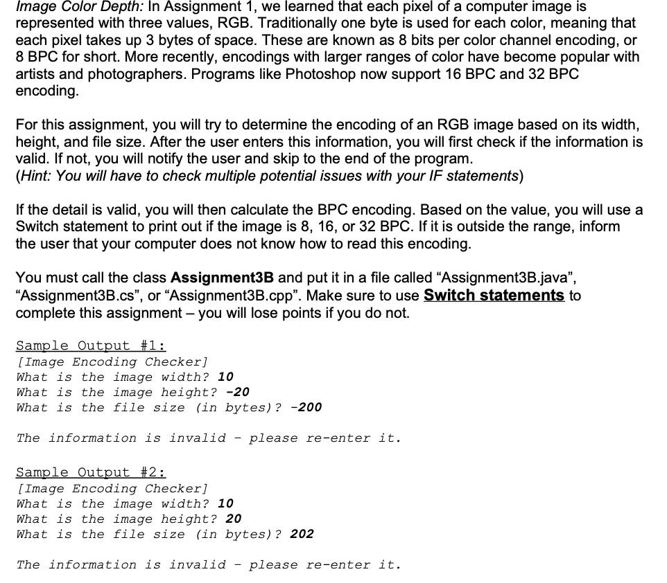 Solved Image Color Depth: In Assignment 1, we learned that | Chegg.com