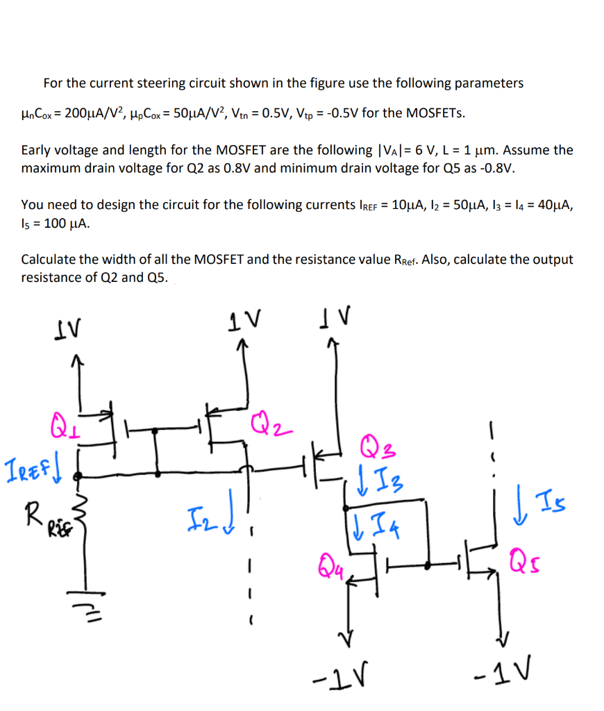Solved For the current steering circuit shown in the figure | Chegg.com