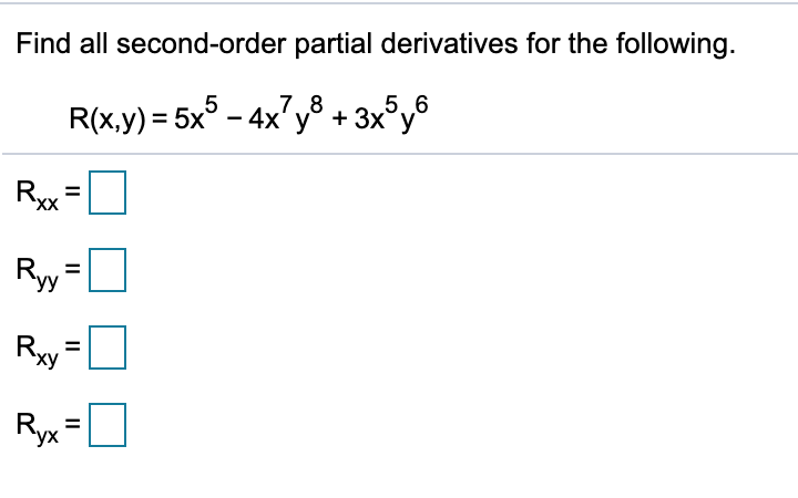 Solved Find All Second Order Partial Derivatives For The