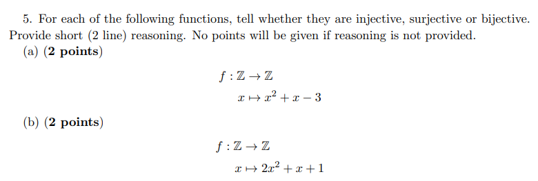 Solved For each of the following functions, tell whether | Chegg.com