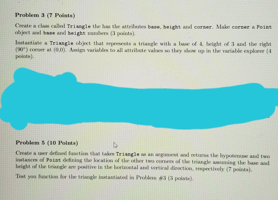 Solved Problem 3 (7 Points) Create a class called Triangle | Chegg.com