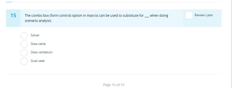 Solved 15 Review Later The Combo Box form Control Option Chegg