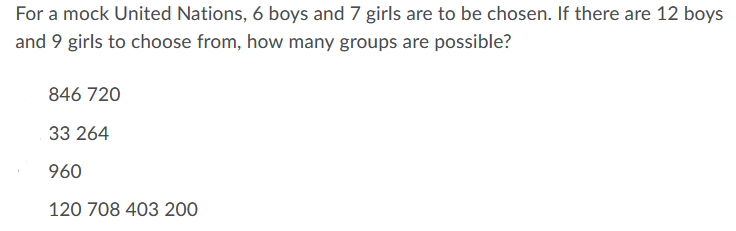 Solved For a mock United Nations, 6 boys and 7 girls are to | Chegg.com