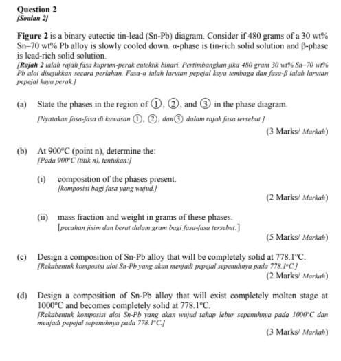 Solved Question 2 Soalan 21 Figure 2 is a binary eutectic | Chegg.com