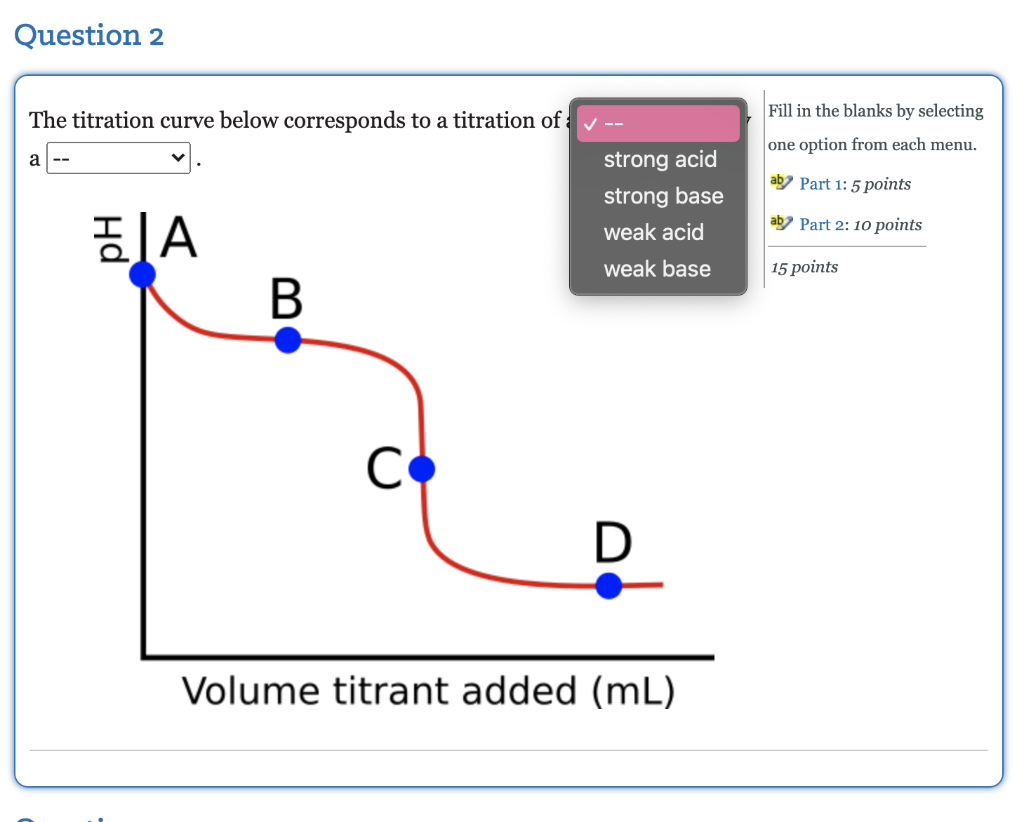 Solved Question 1 At which point in the titration curve | Chegg.com