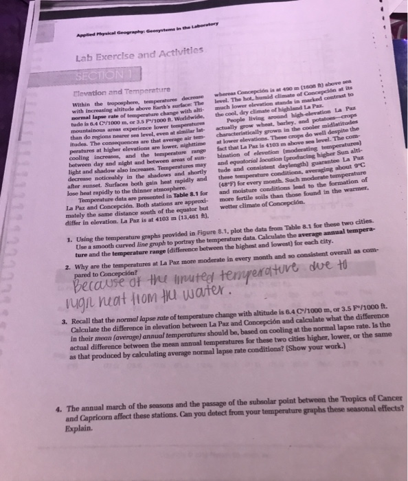 Solved Applied Physical Geography Geosystems in the Lab | Chegg.com
