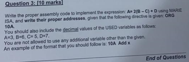 Solved Write the proper assembly code to implement the | Chegg.com