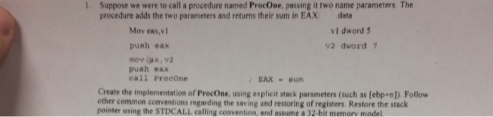 Suppose we were to cull a procedure named ProcOne. | Chegg.com