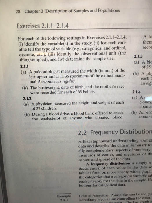 Solved 28 Chapter 2 Description of Samples and Populations | Chegg.com