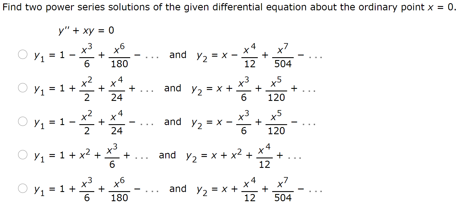 Solved Find two power series solutions of the given | Chegg.com