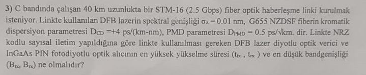 Solved Establishing a 40 ﻿km long STM-16 (2.5 ﻿Gbps) ﻿fiber | Chegg.com