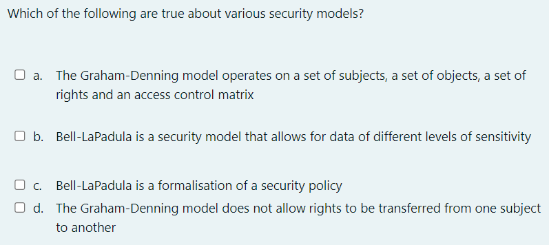 Solved Which of the following are true about various | Chegg.com