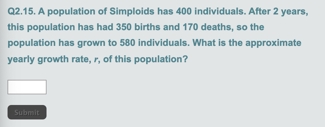 Solved Q2.15. A population of Simploids has 400 individuals. | Chegg.com