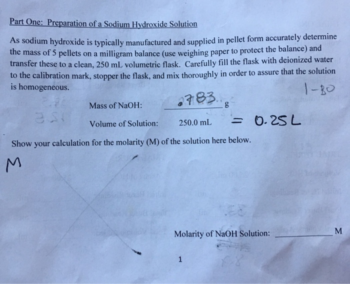 Solved Part One: Preparation of a Sodium Hydroxide Solution | Chegg.com