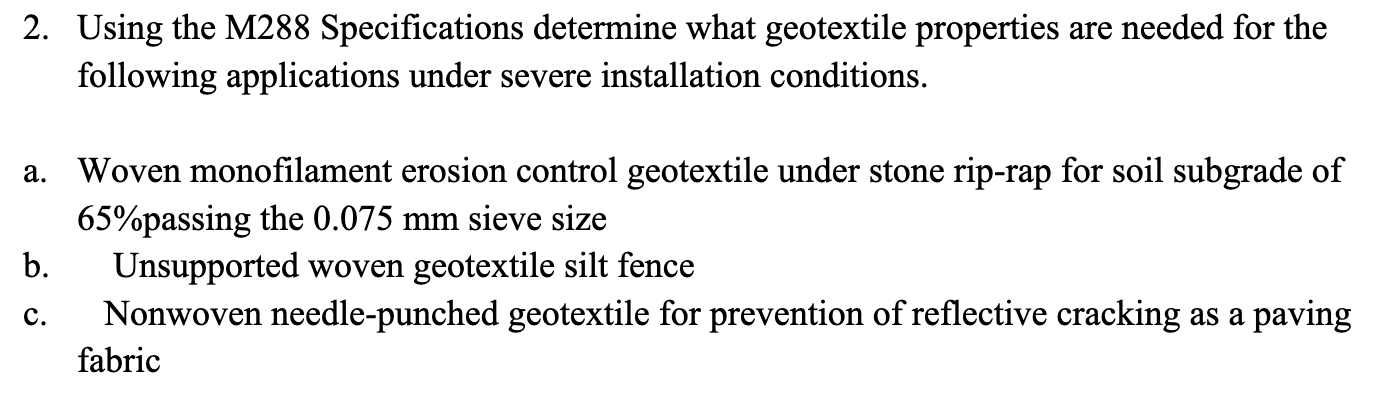 Solved 2. Using the M288 Specifications determine what | Chegg.com