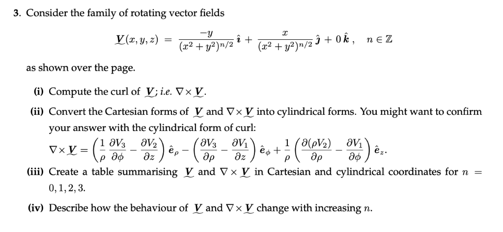 Solved 3. Consider the family of rotating vector fields y(x, | Chegg.com