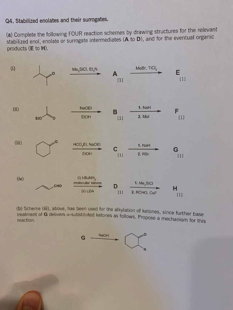 Solved Q4. Stabilized enolates and their surrogates. (a) | Chegg.com