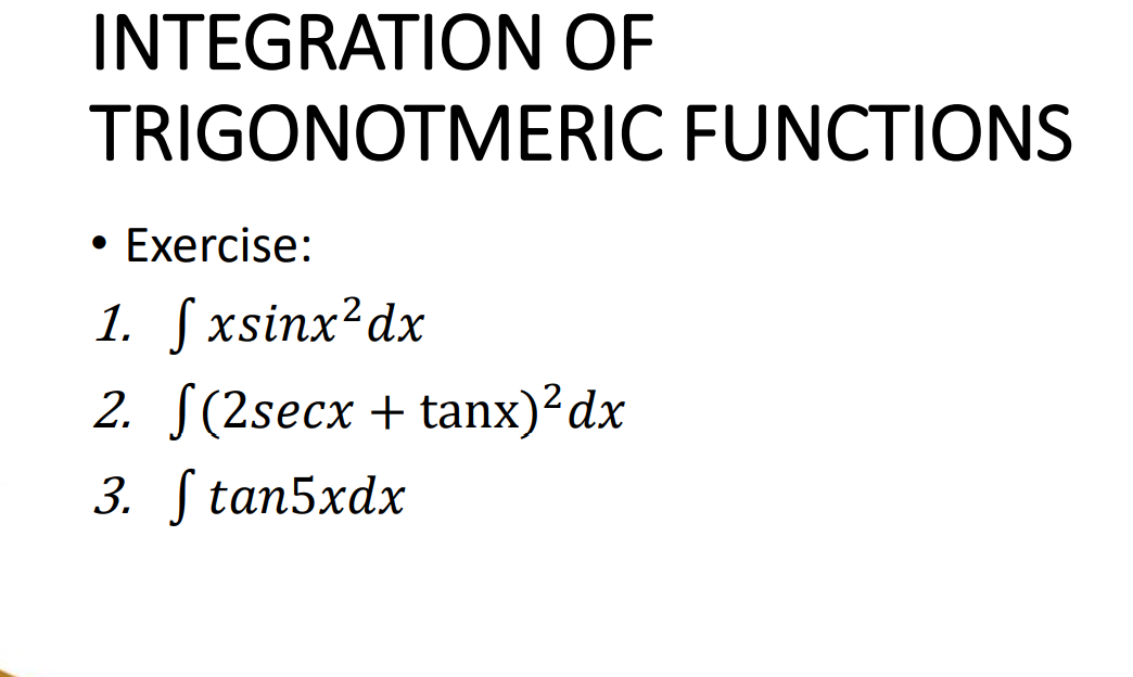 Solved INTEGRATION OFTRIGONOTMERIC | Chegg.com