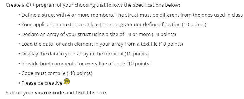 Create a C++ program of your choosing that follows | Chegg.com