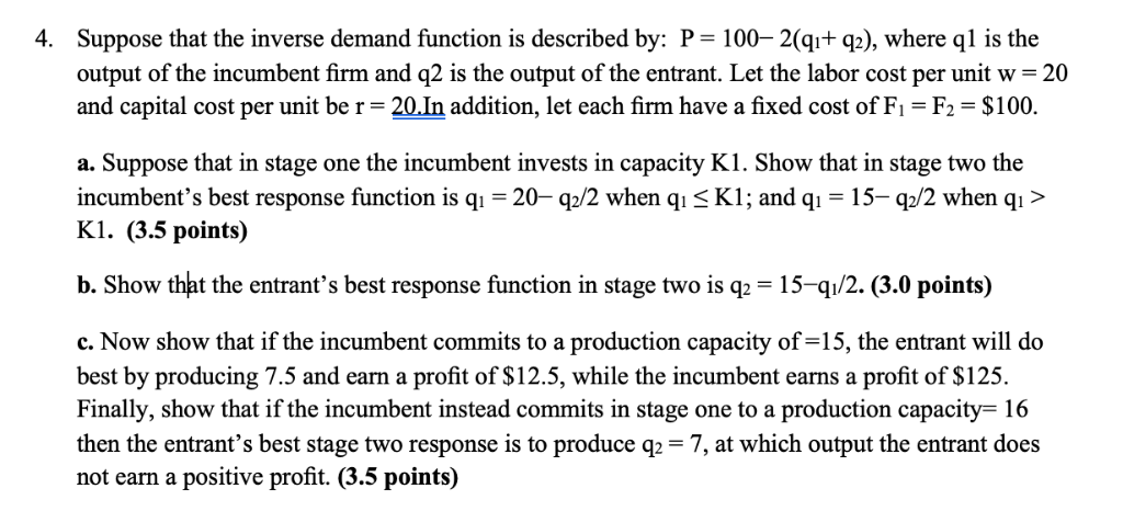 Solved Suppose that the inverse demand function is described | Chegg.com