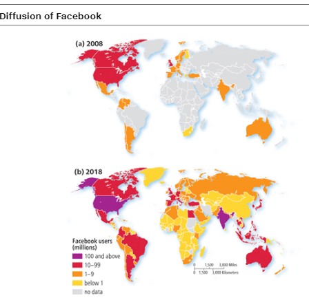 Solved The maps above depicts the result of facebook | Chegg.com