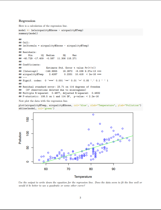 Solved Predicting Pollution Levels from Daily High | Chegg.com
