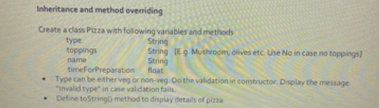 Solved Inheritance and method overriding name Create a class | Chegg.com