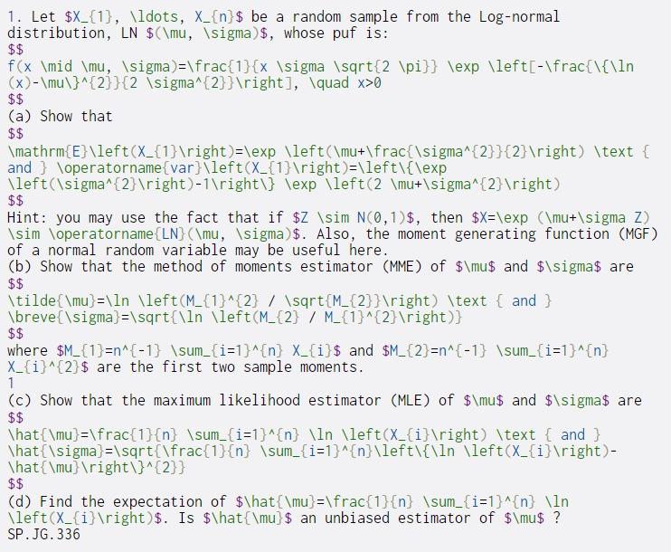 Solved 1. Let $X_{1}, \ldots, X_{n} $ be a random sample | Chegg.com
