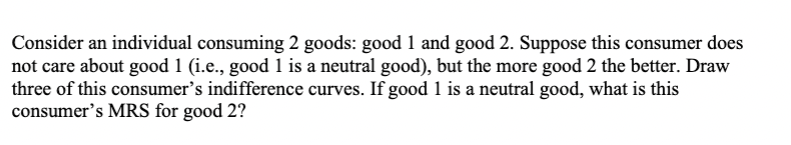 Solved Consider an individual consuming 2 goods: good 1 and | Chegg.com