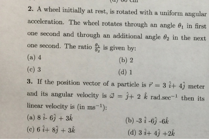 Solved 2. A wheel initially at rest, is rotated with a | Chegg.com