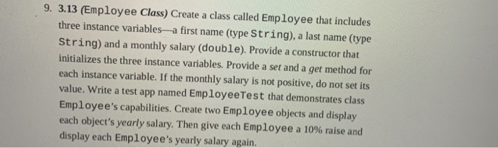 Solved 9. 3.13 (Employee Class) Create a class called | Chegg.com