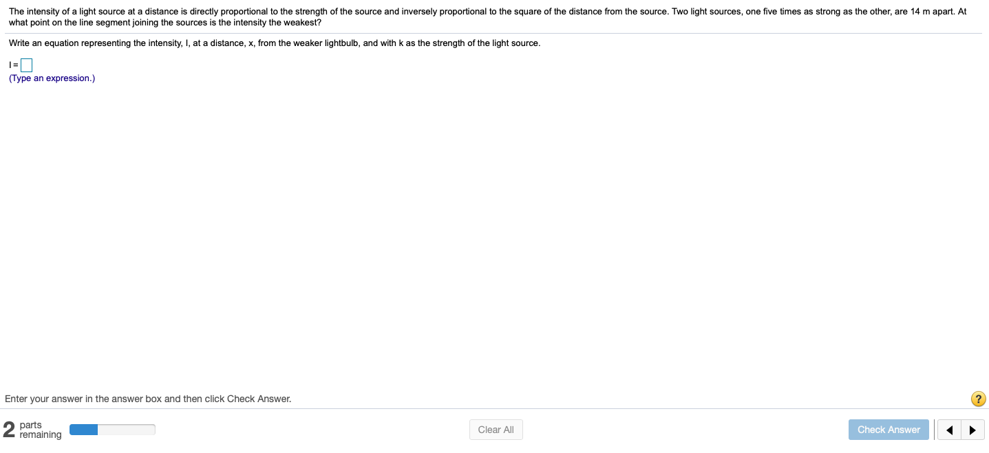 Solved The intensity of a light source at a distance is | Chegg.com