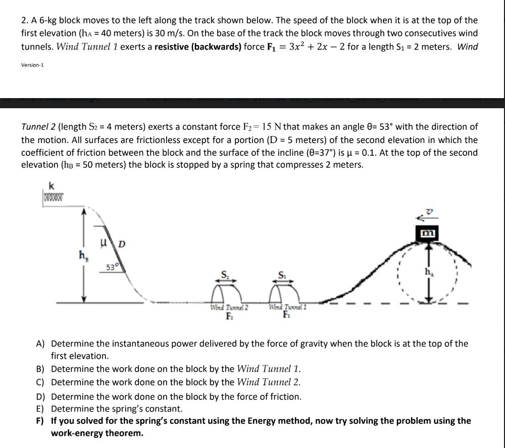 Solved 2. A 6-kg block moves to the left along the track | Chegg.com