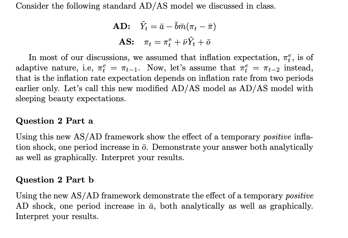 Solved Consider the following standard AD/AS model we | Chegg.com