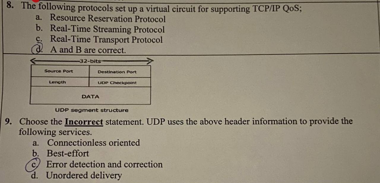 Solved 8. The following protocols set up a virtual circuit | Chegg.com