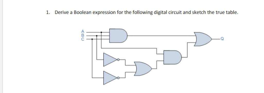 Solved 1. Derive a Boolean expression for the following | Chegg.com
