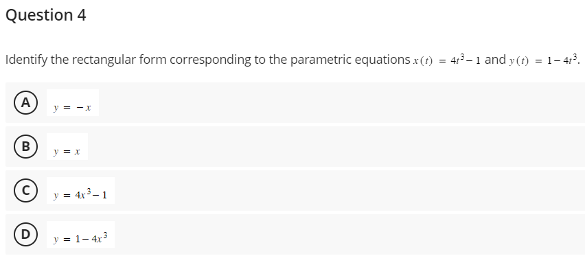 Solved Identify the rectangular form corresponding to the | Chegg.com