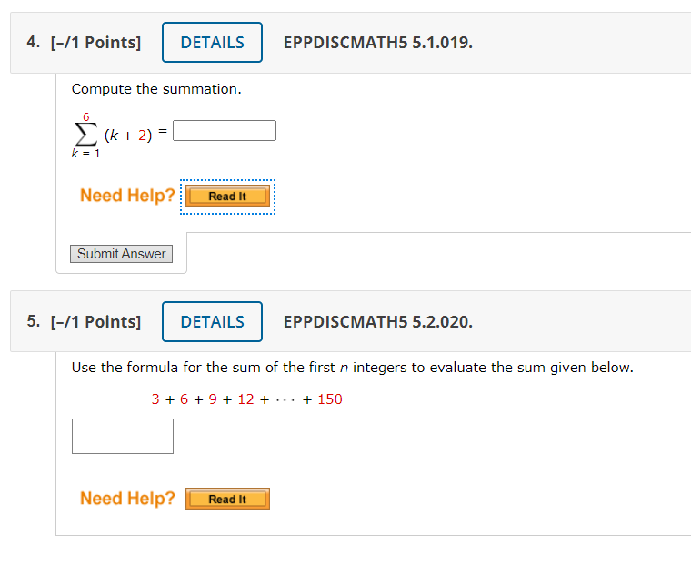 Solved 4. [-/1 Points] DETAILS EPPDISCMATH5 5.1.019. Compute | Chegg.com