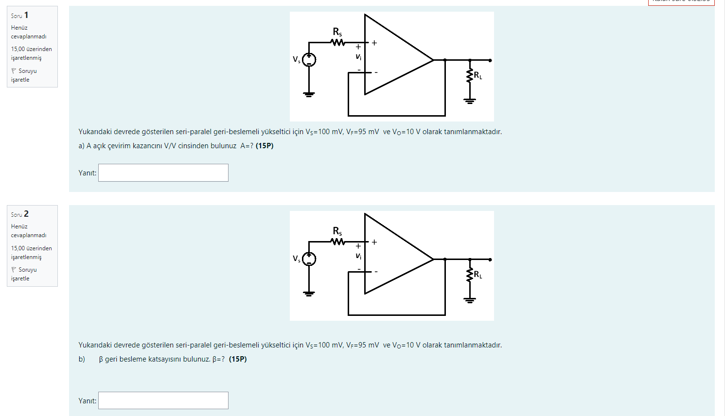 Solved For the series-parallel feedback amplifier shown in | Chegg.com