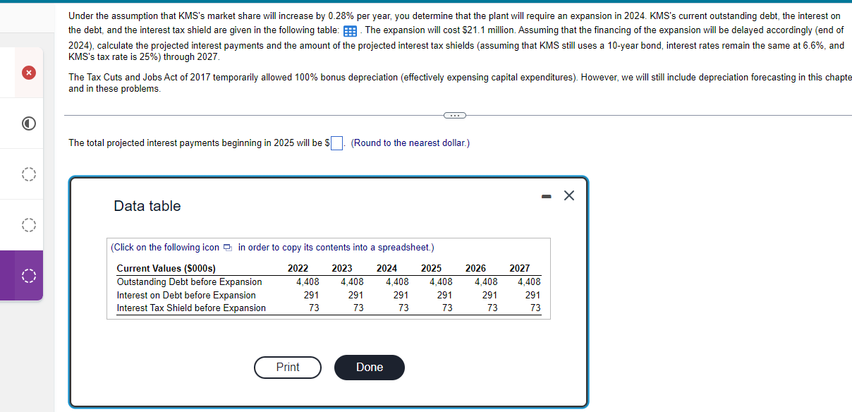 Solved Under the assumption that KMS's market share will | Chegg.com