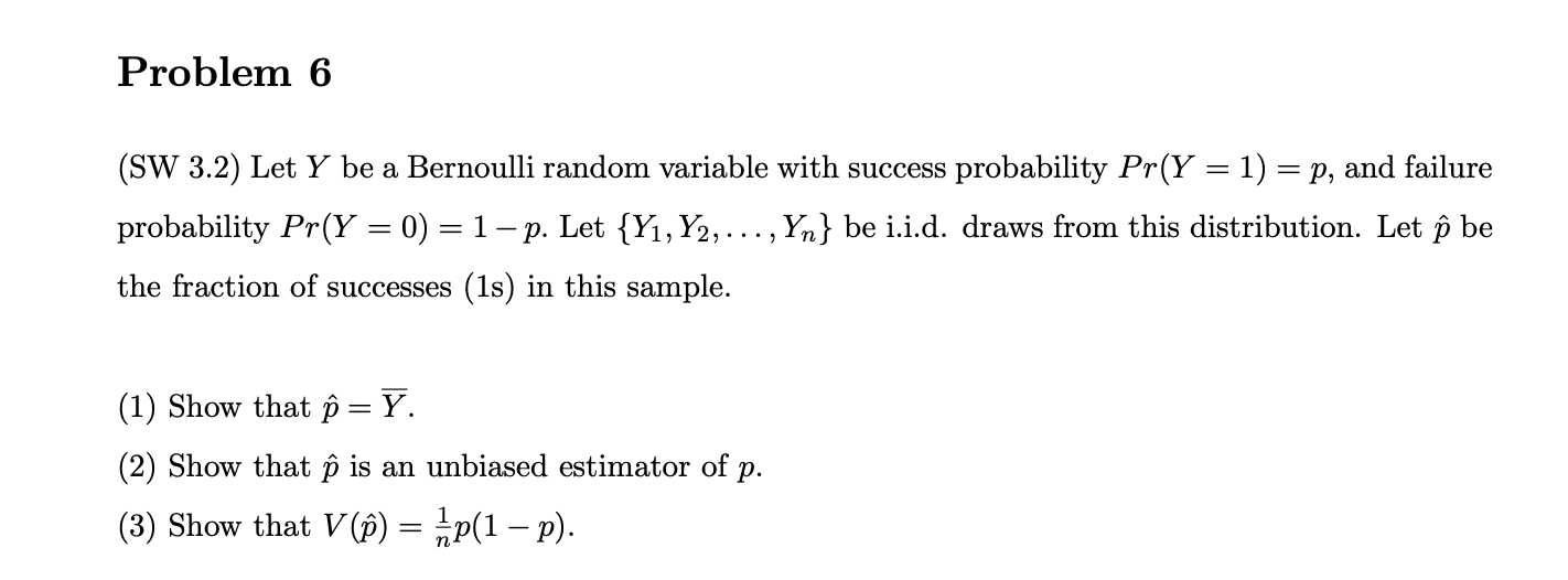 Solved (SW 3.2) Let Y be a Bernoulli random variable with | Chegg.com