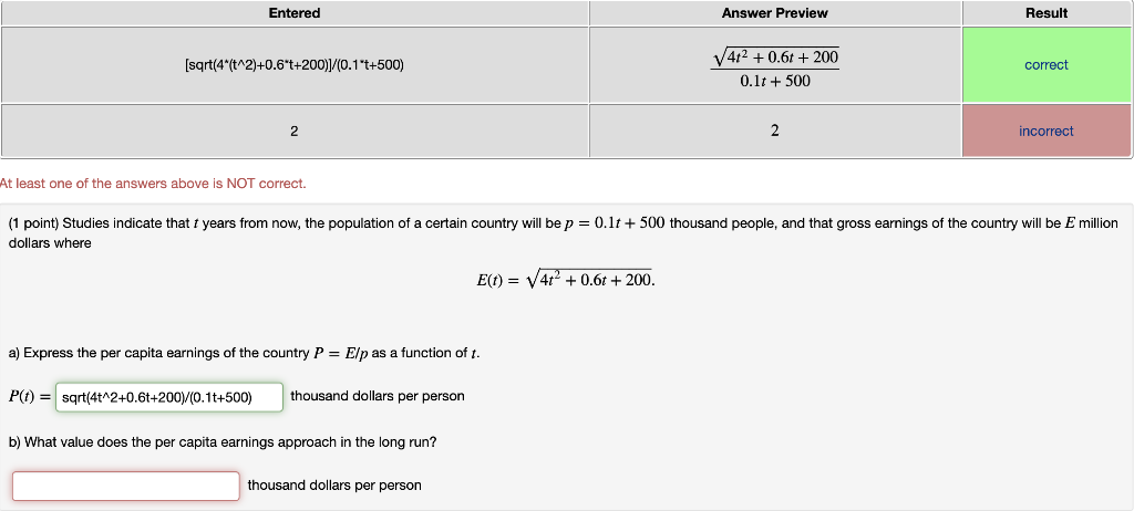 Solved Entered Answer Preview Result | Chegg.com